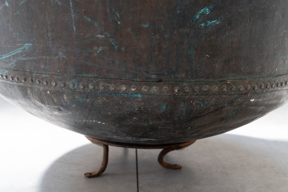 Antique Copper Cauldron with Iron Base & Decorations, 1800s for sale at ...