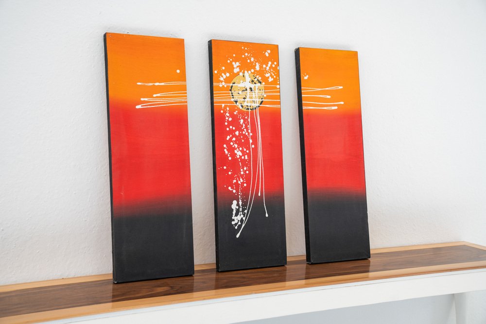 Abstract Triptych, 2000, Oil & Acrylic on Canvas for sale at Pamono