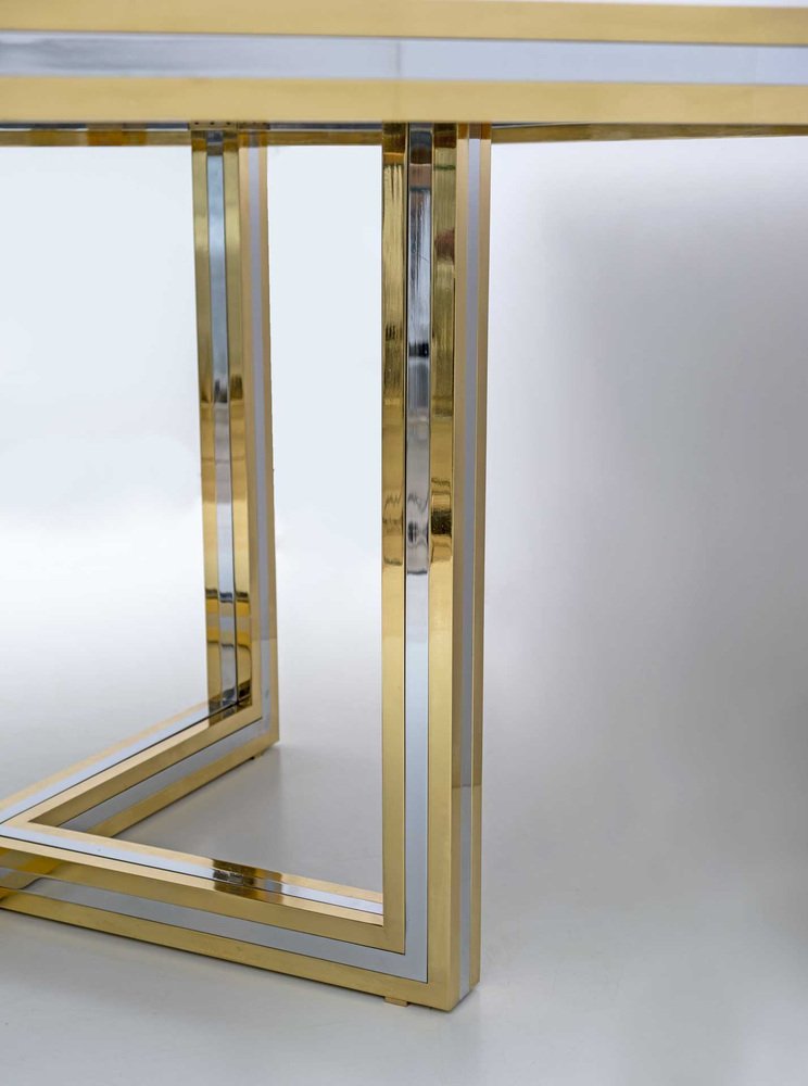 Mid-Century Italian Modern Dining Table in Black, Brass and Chromium ...
