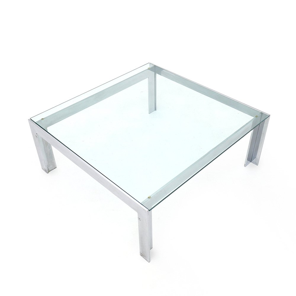 Steel and Glass Coffee Table by Alberto Rosselli for Saporiti, 1970s ...