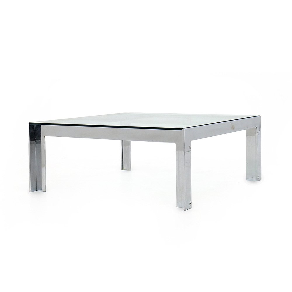 Steel and Glass Coffee Table by Alberto Rosselli for Saporiti, 1970s ...