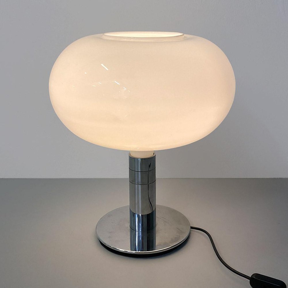 Modern Italian Steel and Glass Am/as Table Lamp attributed to Albini ...
