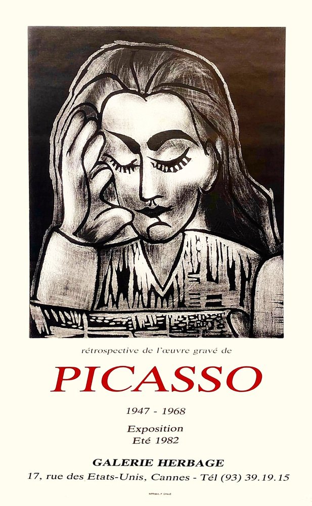 Pablo Picasso, Graphic Works Between 1947-1968, Exhibition Poster, 1982 ...