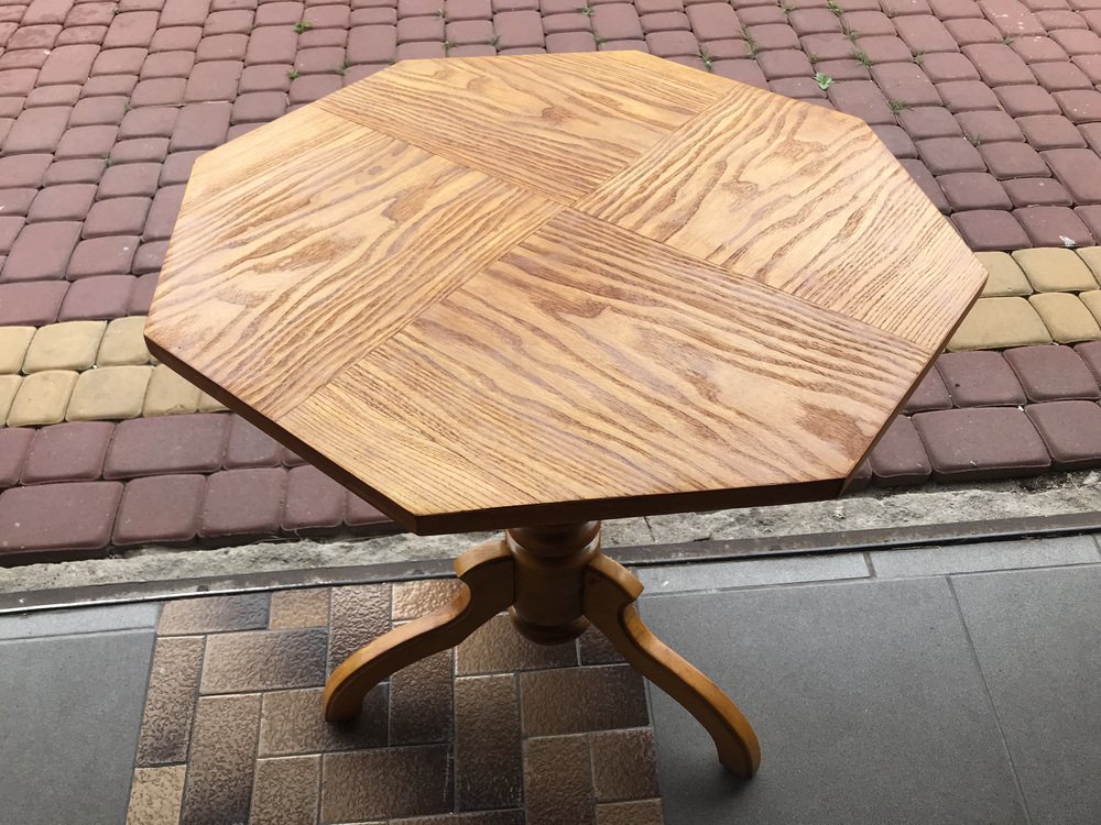 Octagonal Table in Birch Wood, 1970s for sale at Pamono