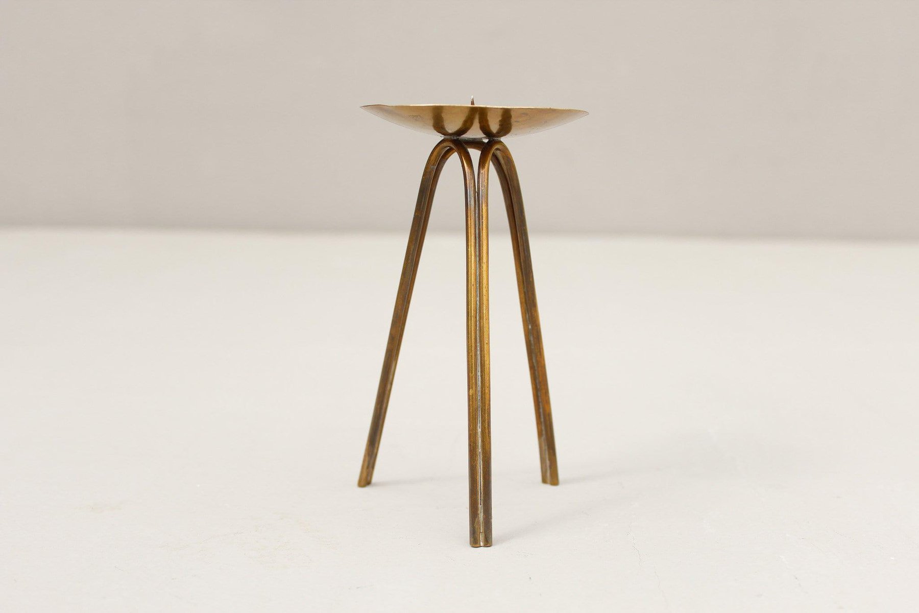 Bauhaus Metal Art Brass Candlestick, 1950s for sale at Pamono