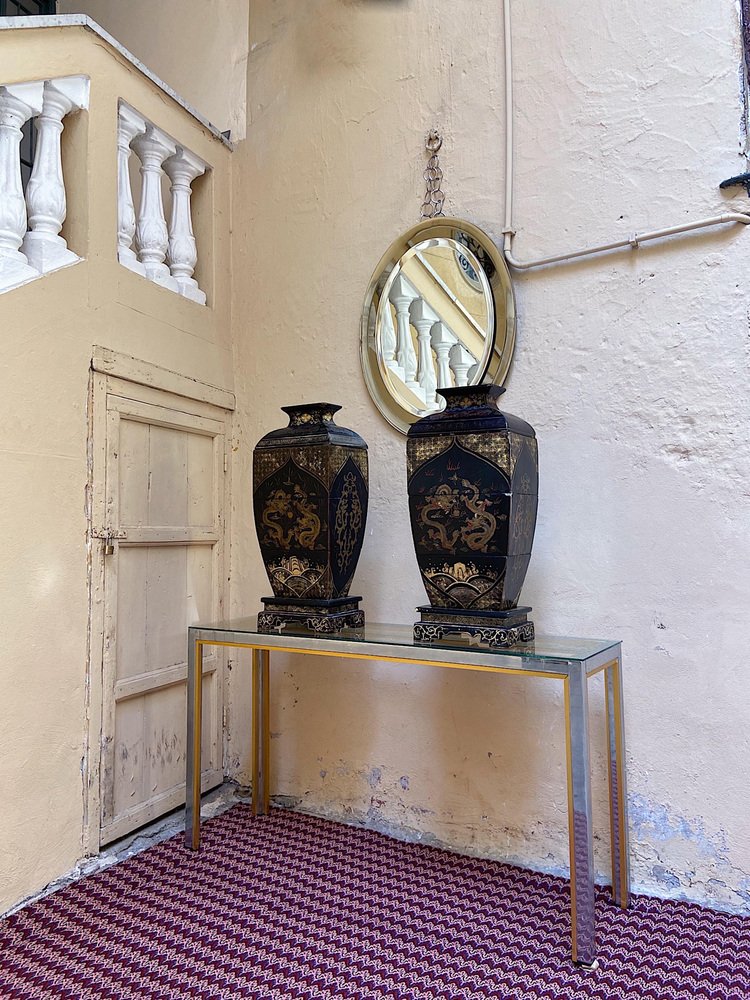 Chinese Stacking Lacquered Box Set with Dragons, 1920s, Set of 2 for ...