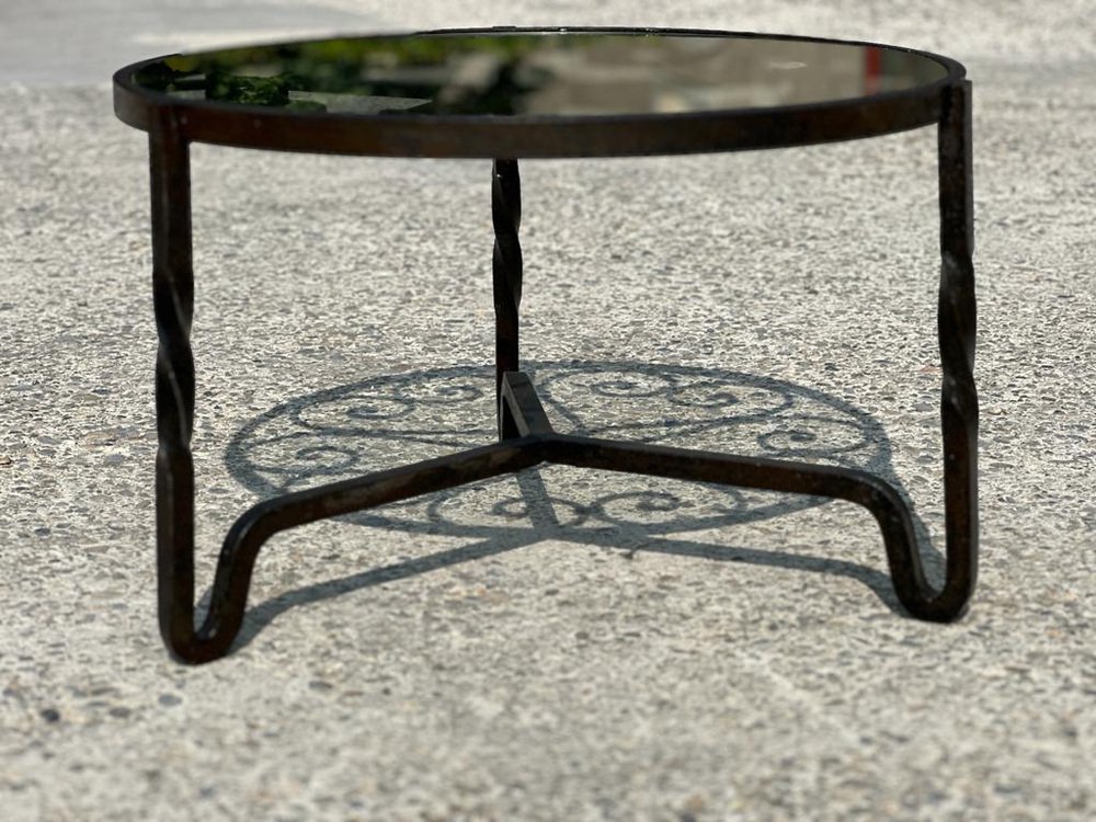 Round Wrought Iron Coffee Table, 1940s for sale at Pamono