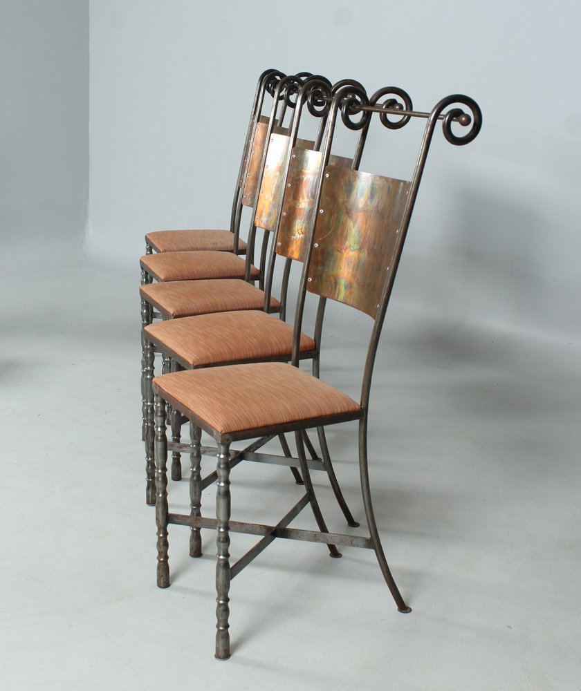 Wrought Iron Dining Chairs, Set of 8 for sale at Pamono