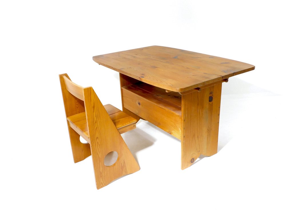 Vintage Scandinavian Larch Wood Table, 1960s for sale at Pamono