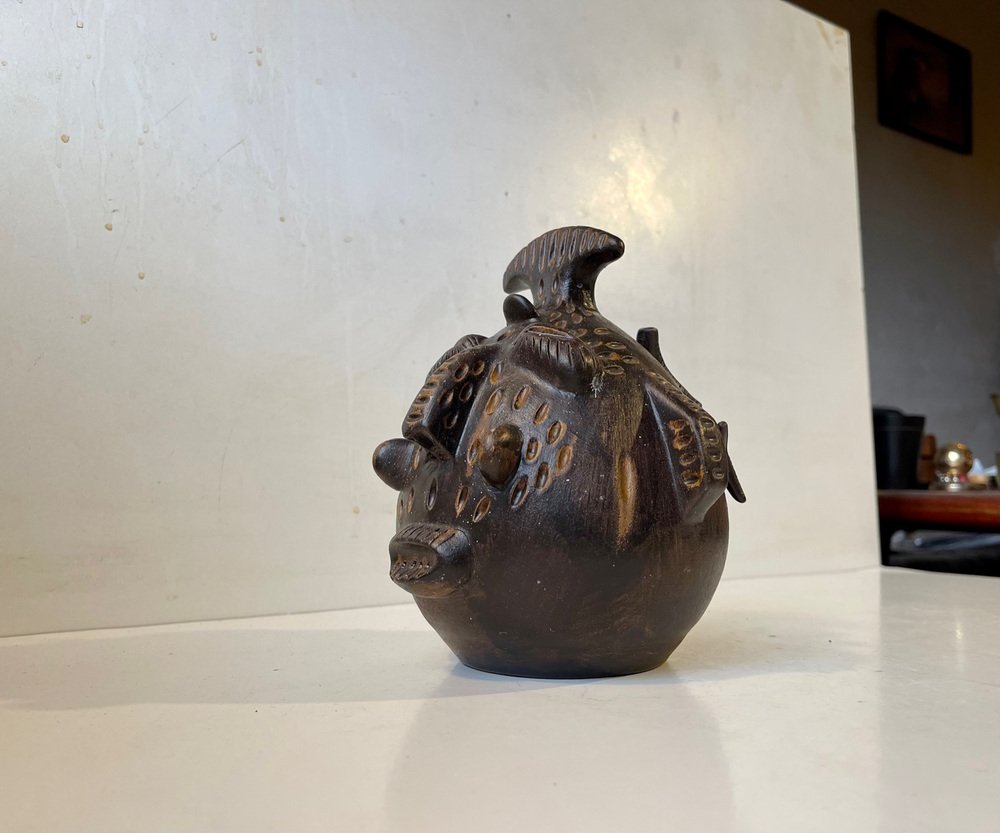 Vintage Aztec Warrior Two-Faced Pottery Head, 1980s for sale at Pamono