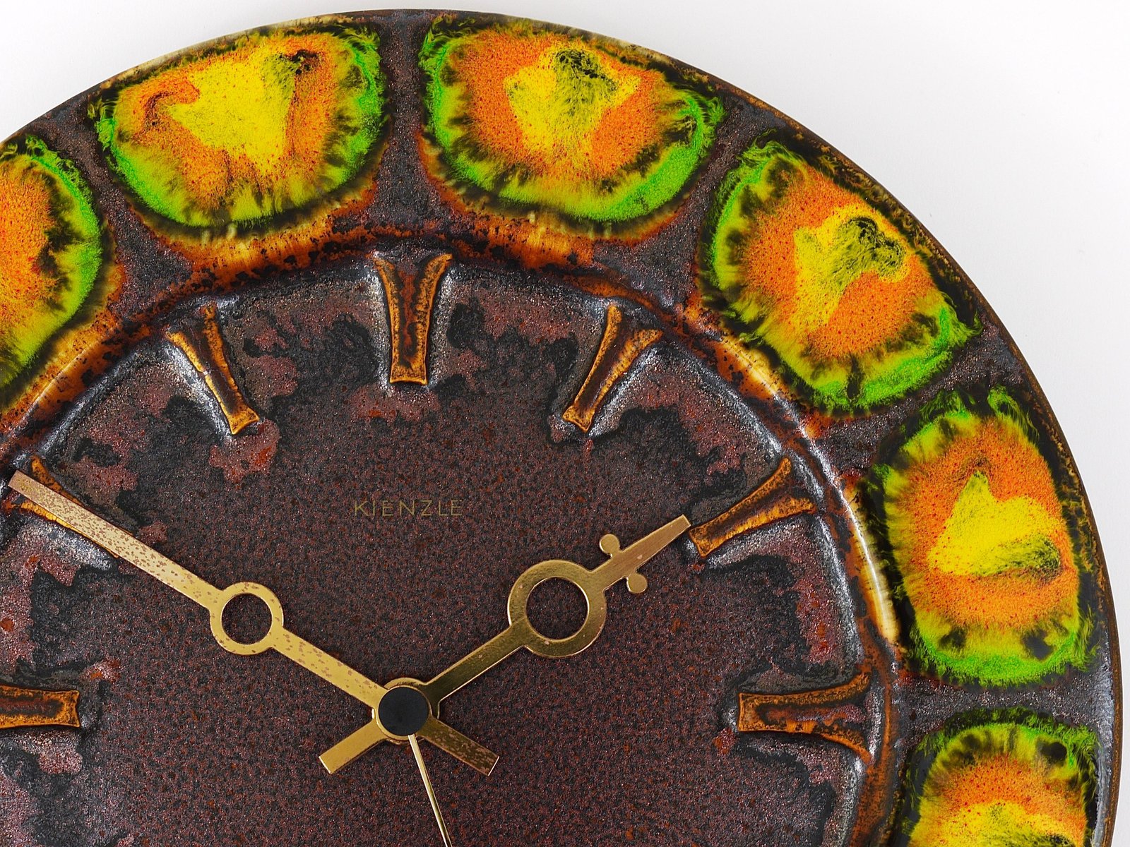 Mid-Century German Brutalist Enameled Wall Clock by Kienzle, 1970s for ...