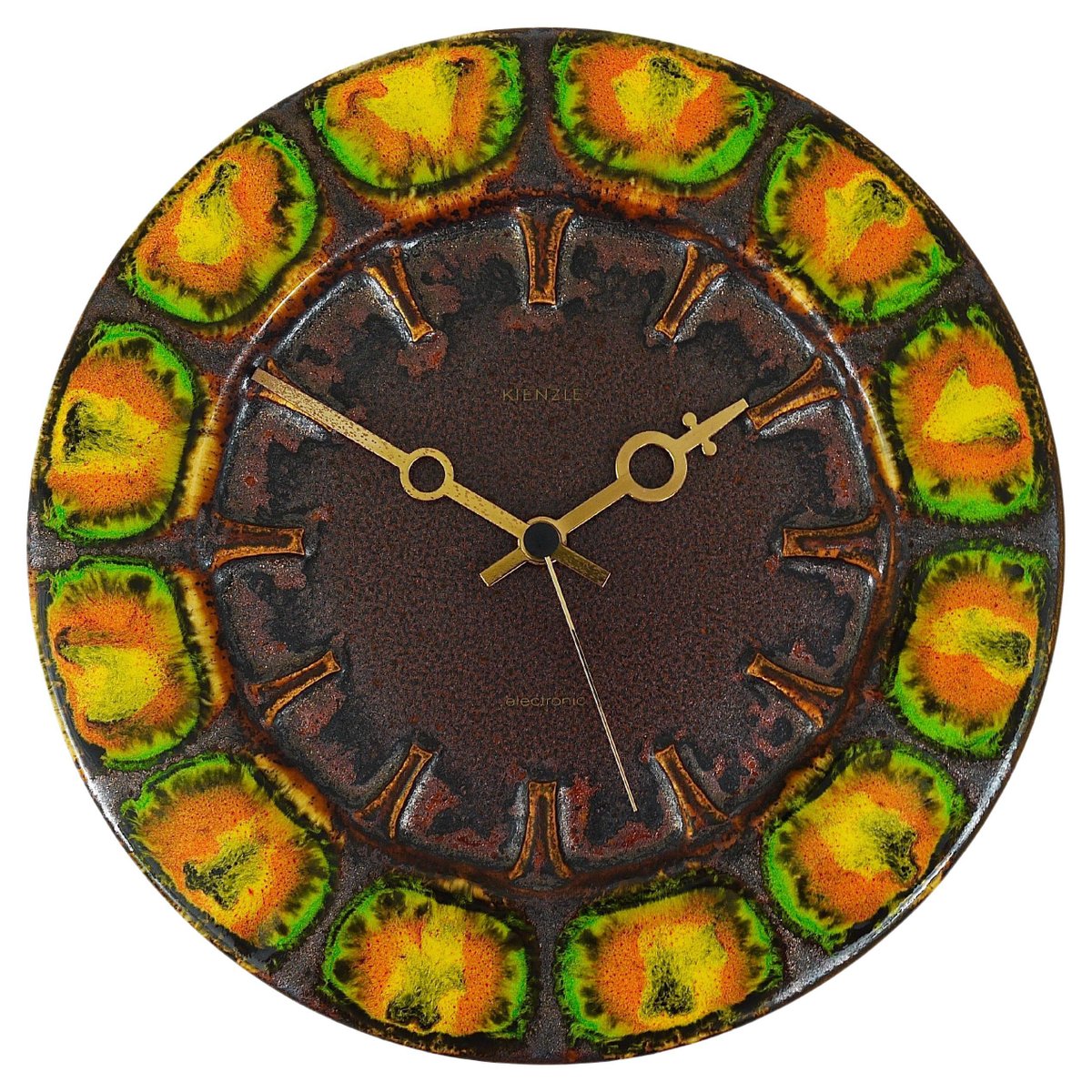 Mid-Century German Brutalist Enameled Wall Clock by Kienzle, 1970s for ...