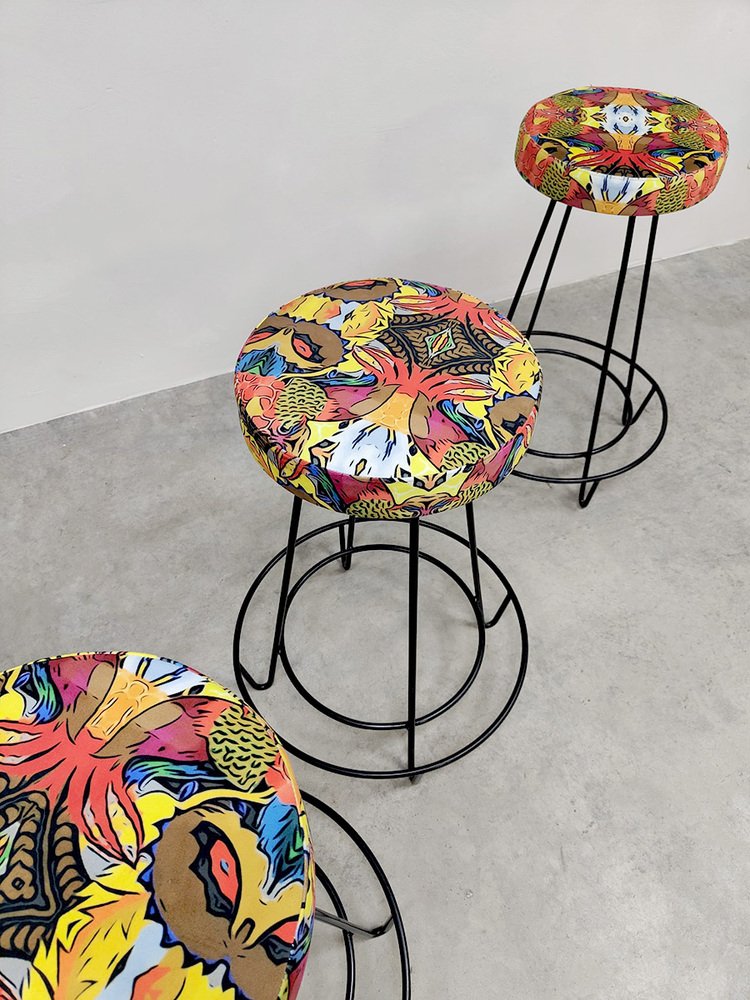 Alpha Owl Re-Editions Bar Stools by Bestwelhip and Sandra Keja Planks ...