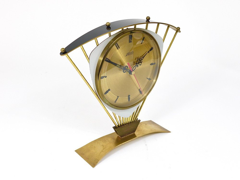 Mid-Century Atlanta Sunburst Brass Clock, 1950s for sale at Pamono