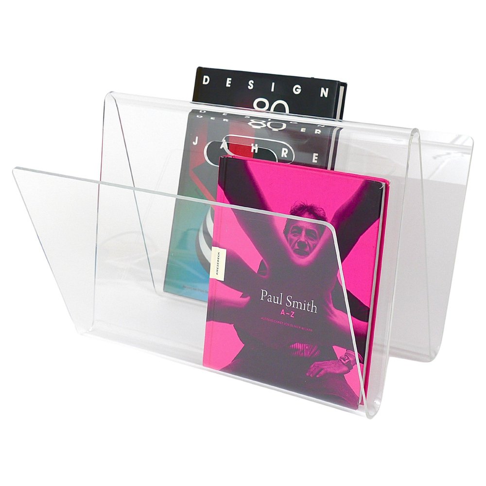 Vintage Italian Acrylic Magazine Rack, 1980s for sale at Pamono