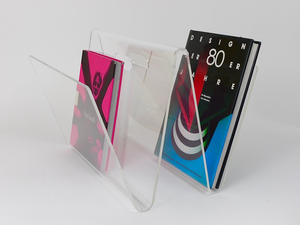 Vintage Italian Acrylic Magazine Rack, 1980s for sale at Pamono