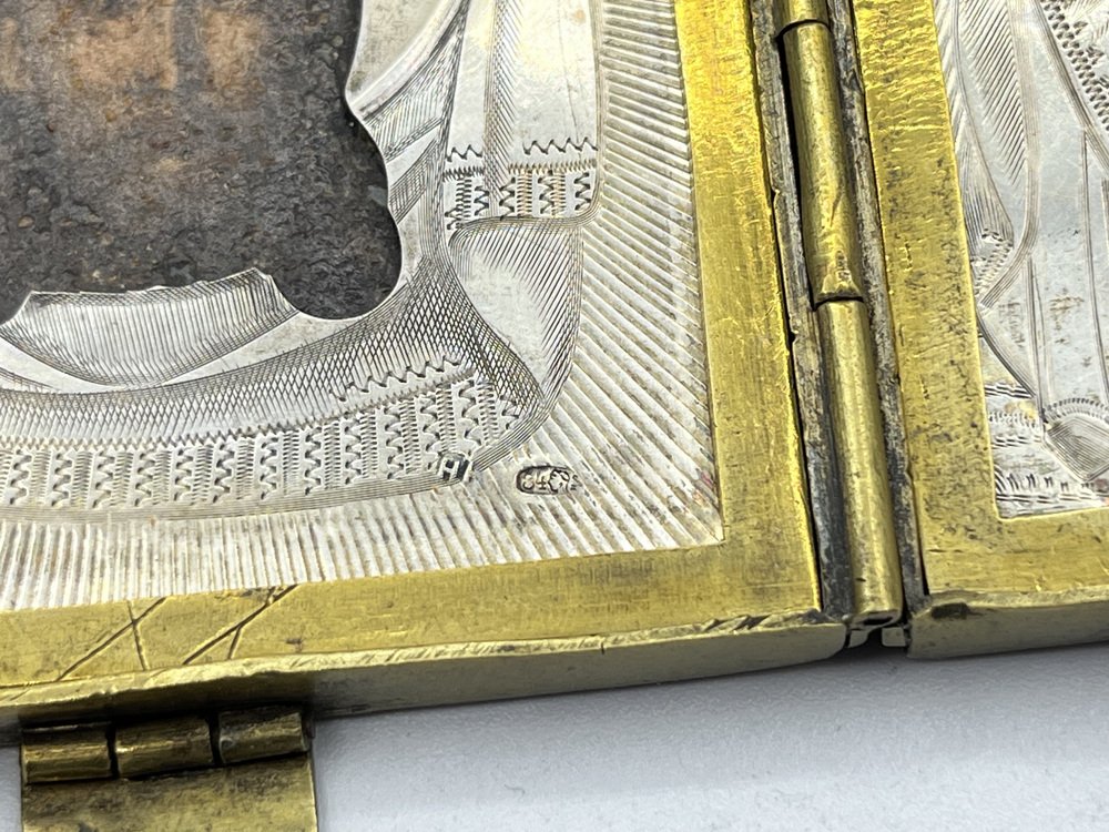 19th Century Silver Triptych Travelling Icon of St Alexandra and St Peter for sale at Pamono