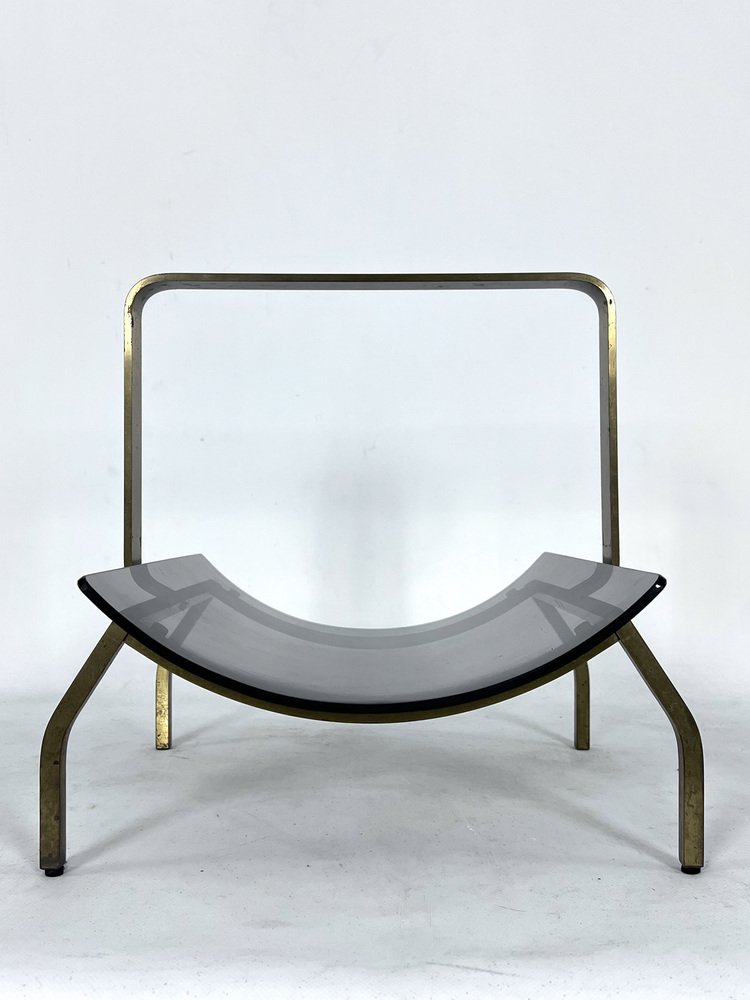 Mid-Century Brass and Curved Glass Magazine Holder from Fontana Arte ...