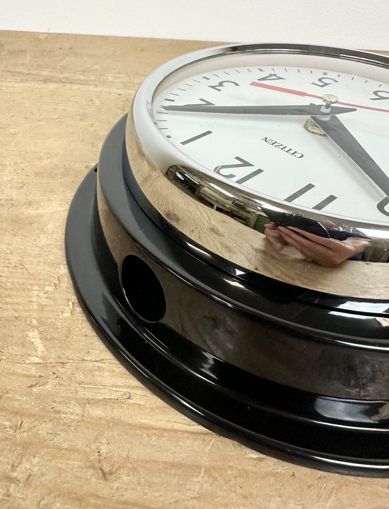 Vintage Black Citizen Maritime Wall Clock, 1970s for sale at Pamono