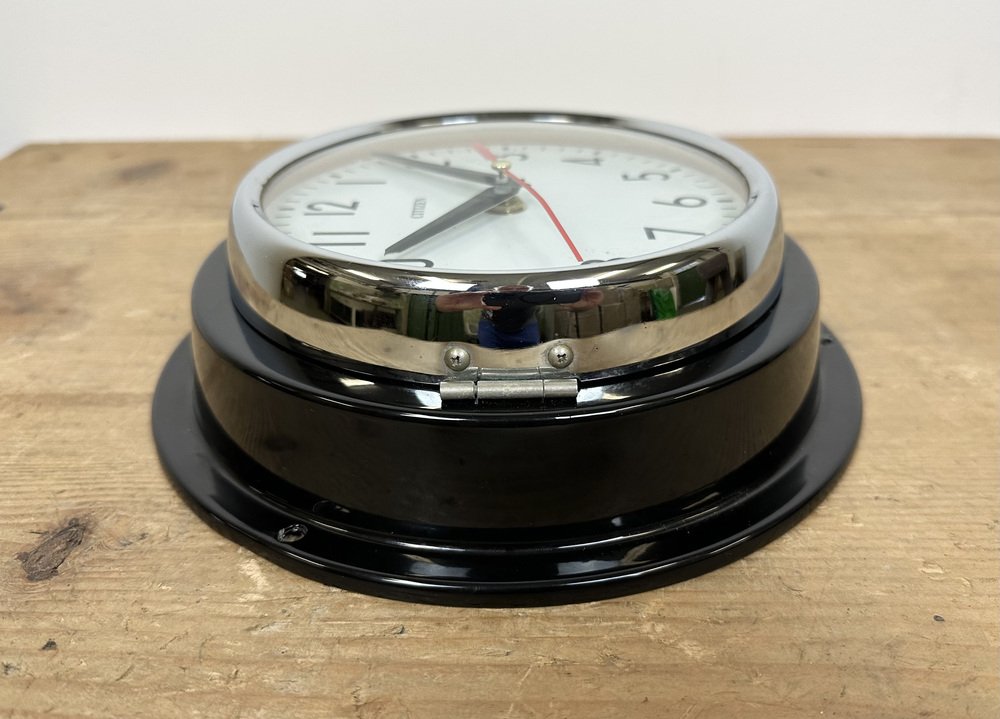 Vintage Black Citizen Maritime Wall Clock, 1970s for sale at Pamono
