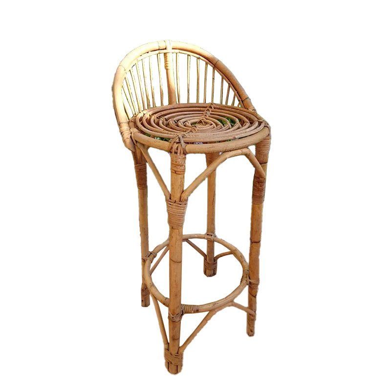 Vintage High Wooden Stool for sale at Pamono