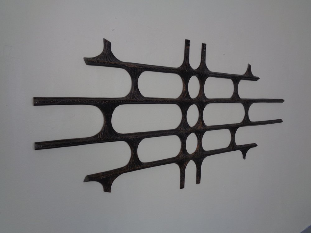 Large German Brutalist Iron Wall Sculpture, 1960s for sale at Pamono