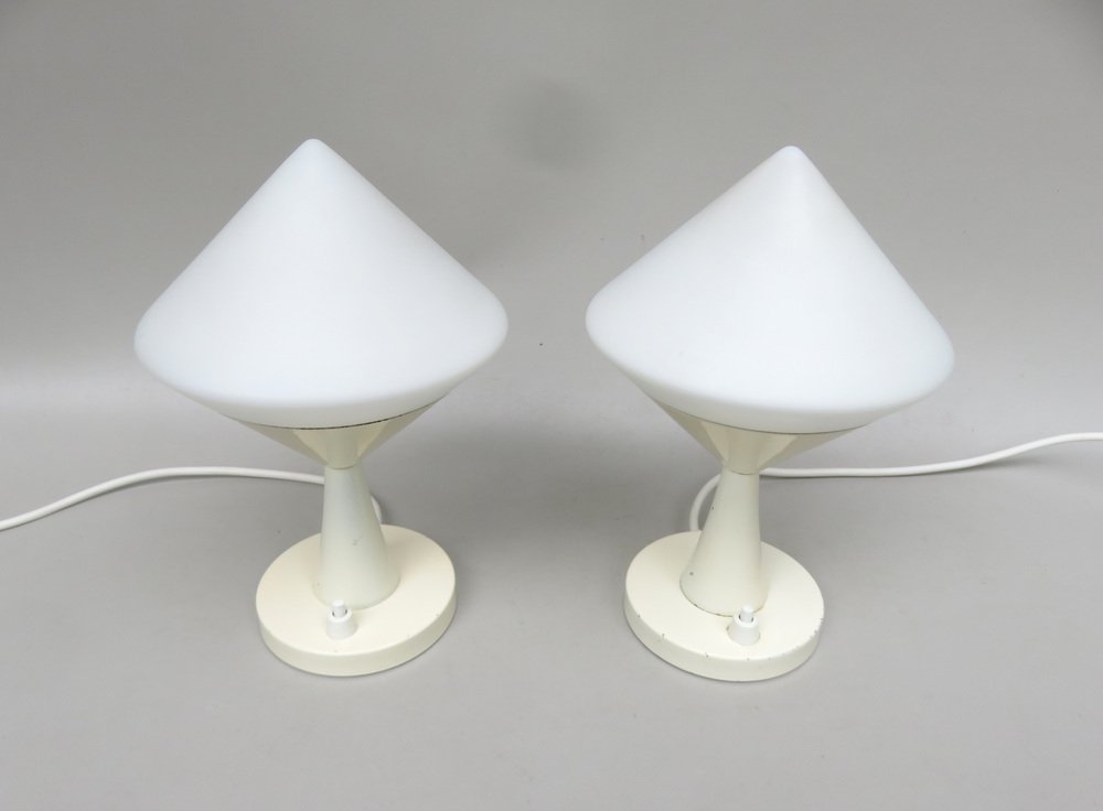 Small Space Age Table Lights in Beige and White, 1970s, Set of 2 for ...