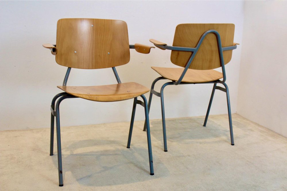 Stackable Plywood 305 Chairs by Kho Liang Ie & J. Ruigrok, 1950s, Set of 6 for sale at Pamono
