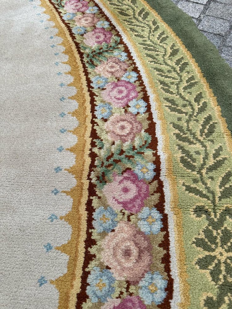 Large French Round Savonnerie Rug, 1920s for sale at Pamono