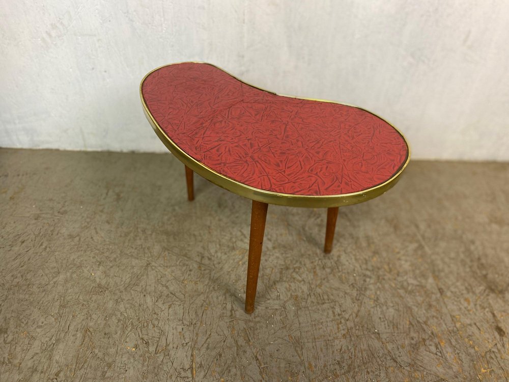 Kidney Shaped Flower Stool with Gilt Brass Edging, 1950s for sale at Pamono