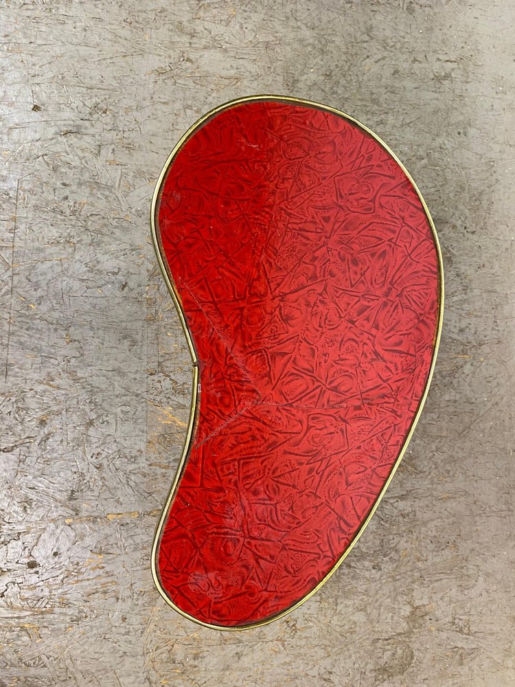 Kidney Shaped Flower Stool with Gilt Brass Edging, 1950s for sale at Pamono