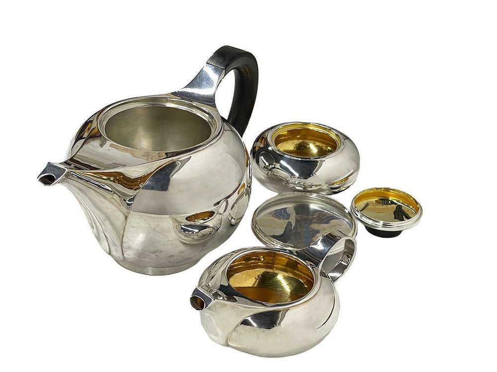 Mid-Century German Sterling Silver Tea Service by Otto Wolter, Set of 3 ...
