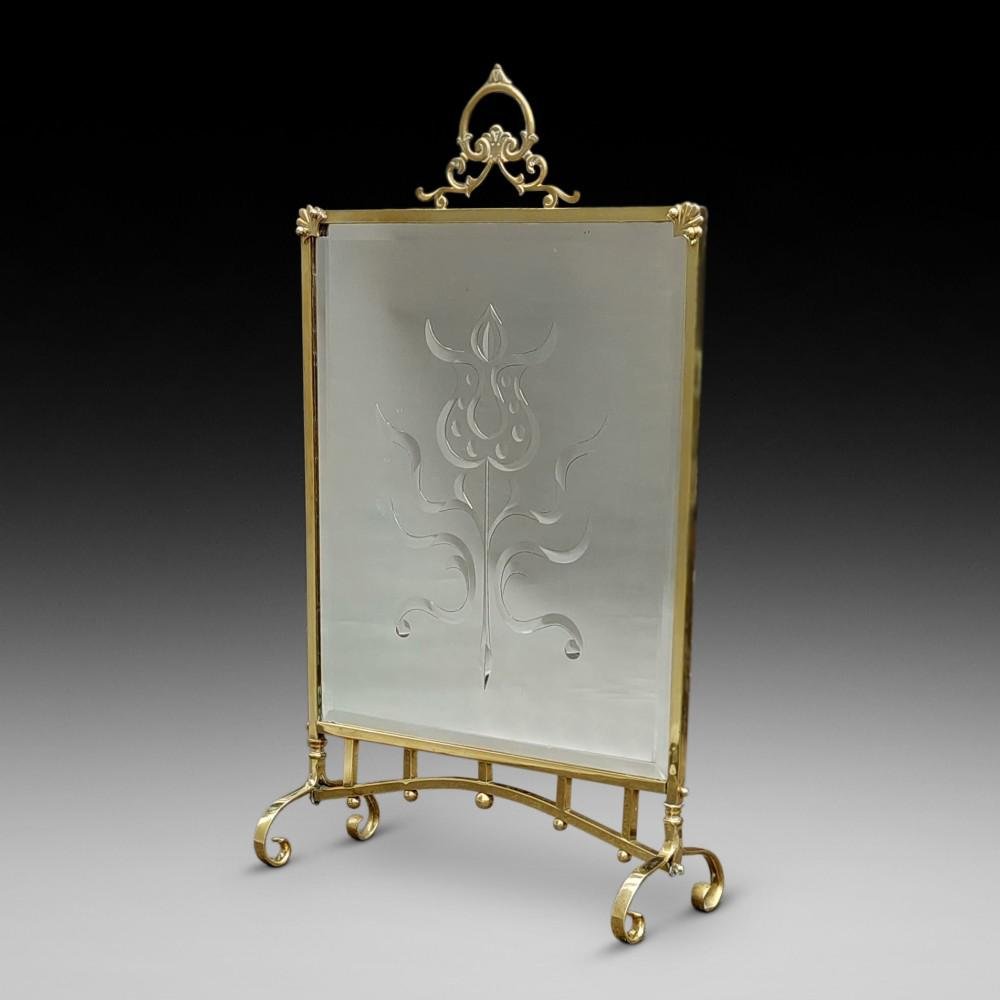 Art Nouveau Brass Framed Fire Screen, 1890s for sale at Pamono