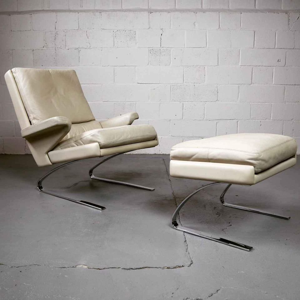 Leather Swing Lounge Chair with Ottoman by Reinhold Adolf for Cor ...