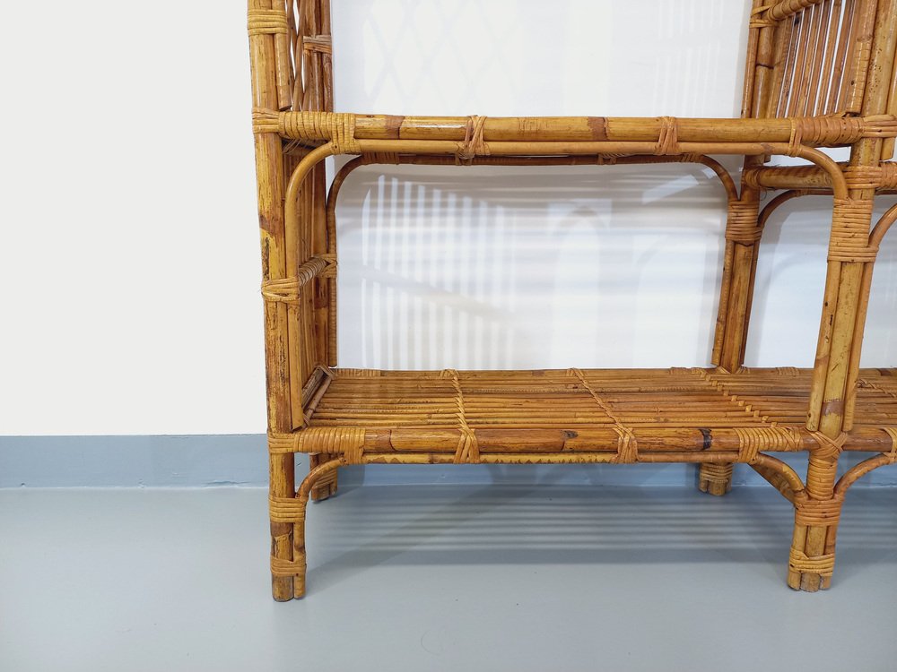 Large Vintage Rattan Shelf Library, 1960s for sale at Pamono