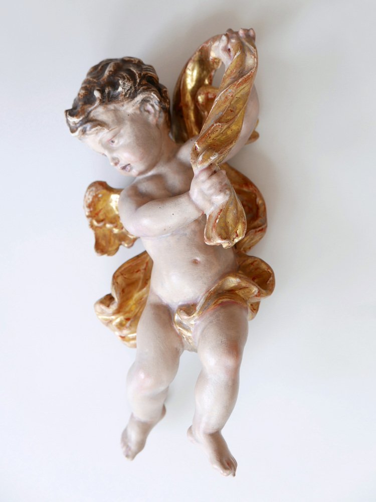 Polychrome Hand-Carved Wood Putti / Cherubs, Germany, 1960s, Set of 4 ...
