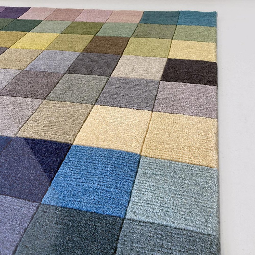 Modern Italian Rectangular Colored Rug with Checked Pattern, 1990s for ...