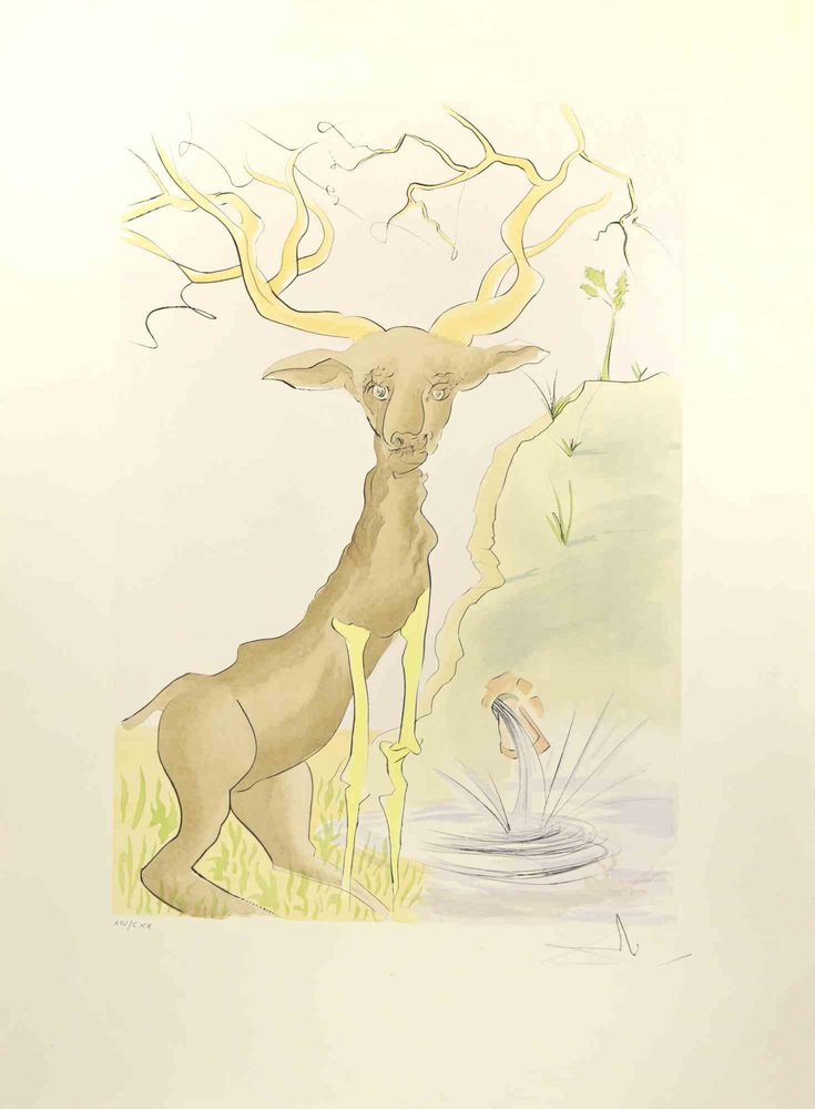 Salvador Dali, The Stag Reflected in the Water, Etching, 1974 for sale ...