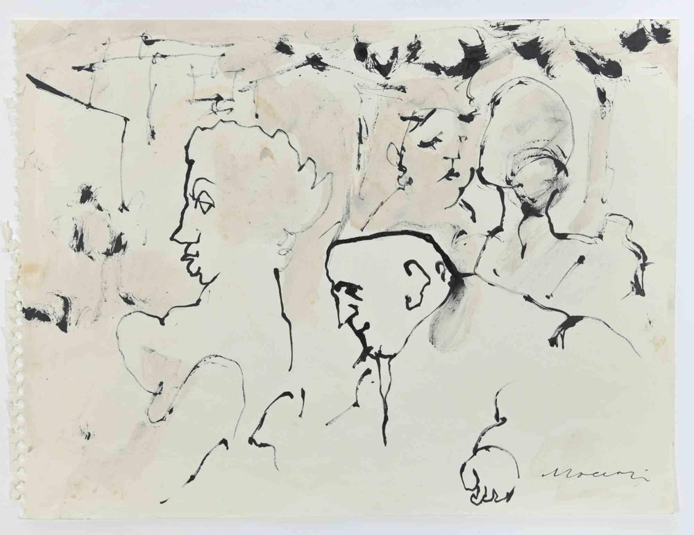 Mino Maccari, Seductive Woman, Ink & Watercolor Drawing, 1960s for sale ...
