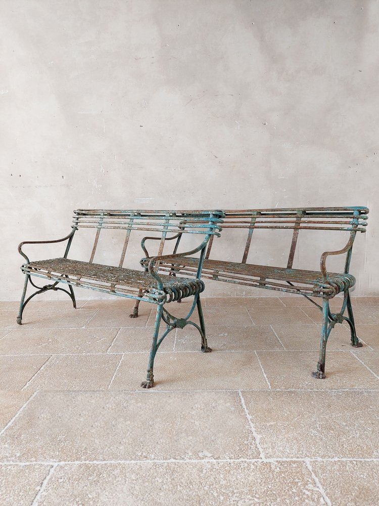 Set of Antique 19th Century Iron Garden Benches from Arras for sale at ...