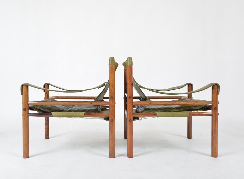 Grüne Sirocco Safari Stühle aus Palisander Leder von Arne Norell Ab ...