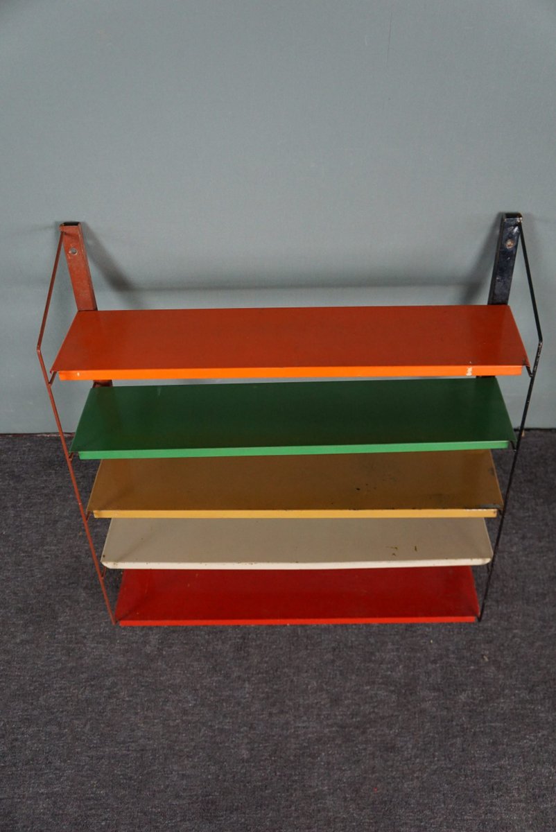 Vintage Dutch Patinated Colorful Modular Wall Rack for sale at Pamono