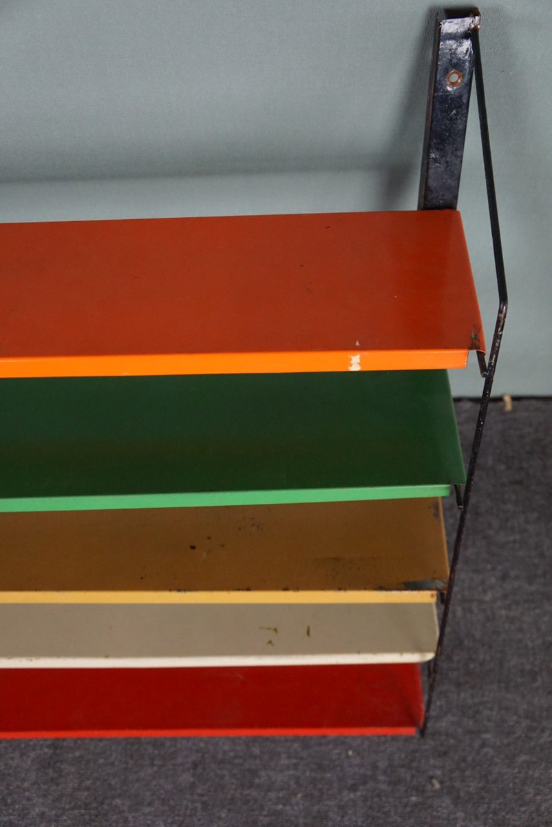 Vintage Dutch Patinated Colorful Modular Wall Rack for sale at Pamono