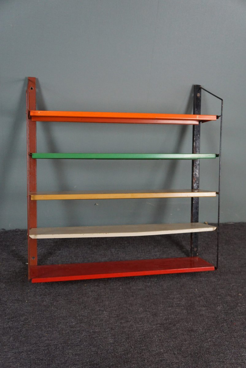 Vintage Dutch Patinated Colorful Modular Wall Rack for sale at Pamono