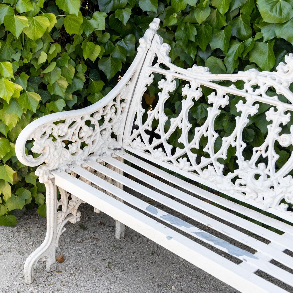White Garden Bench in Cast Iron for sale at Pamono
