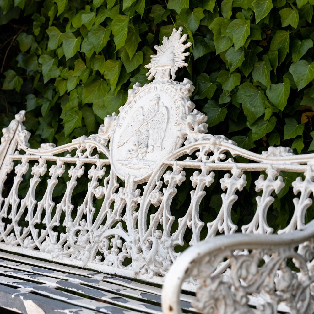White Garden Bench in Cast Iron for sale at Pamono