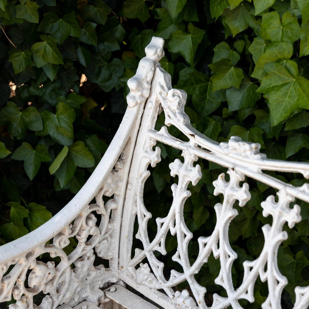 White Garden Bench in Cast Iron for sale at Pamono