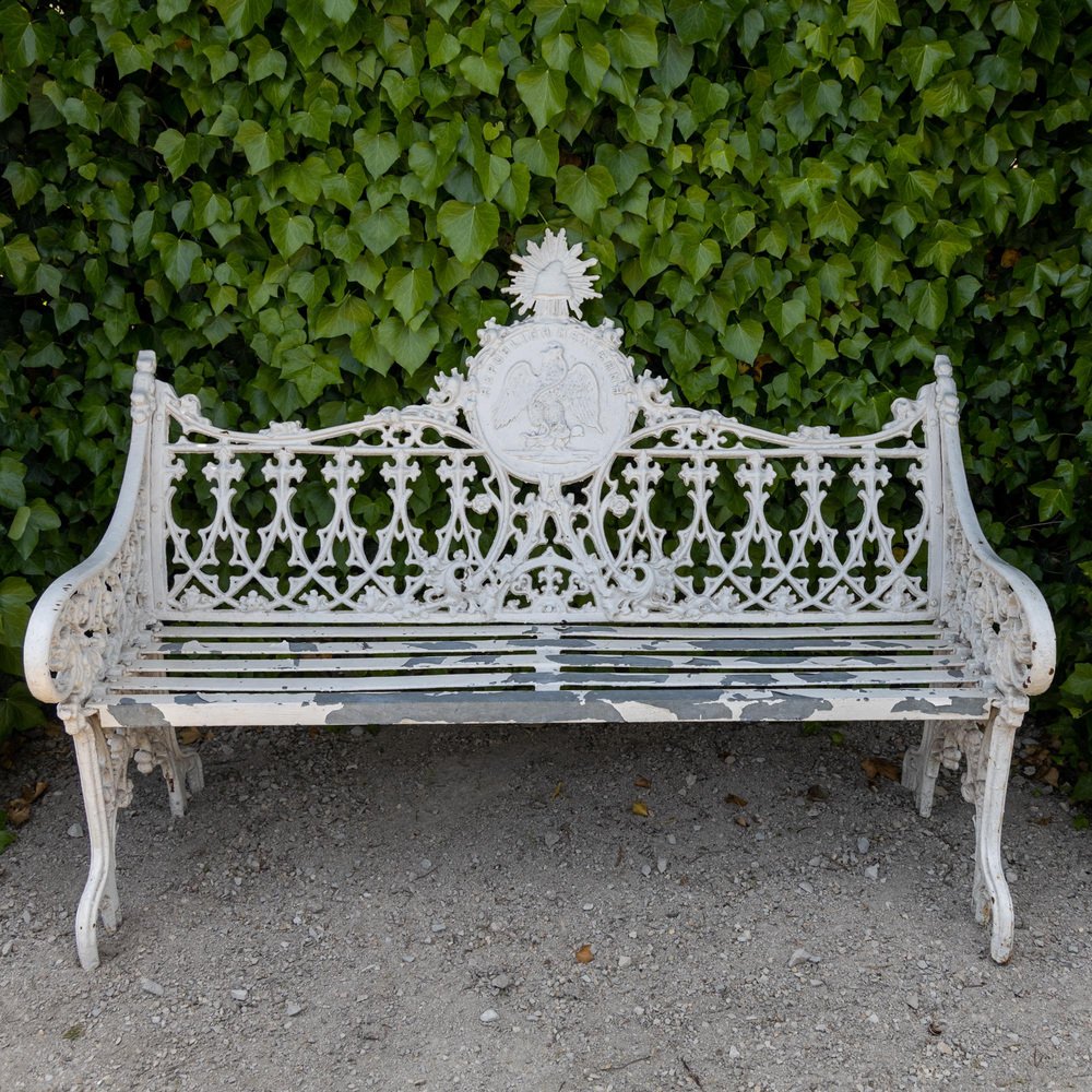 White Garden Bench in Cast Iron for sale at Pamono