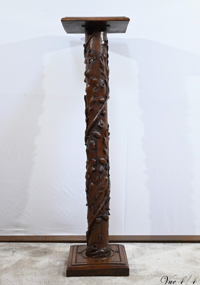 Art Nouveau Oak and Walnut Column, 1900s for sale at Pamono