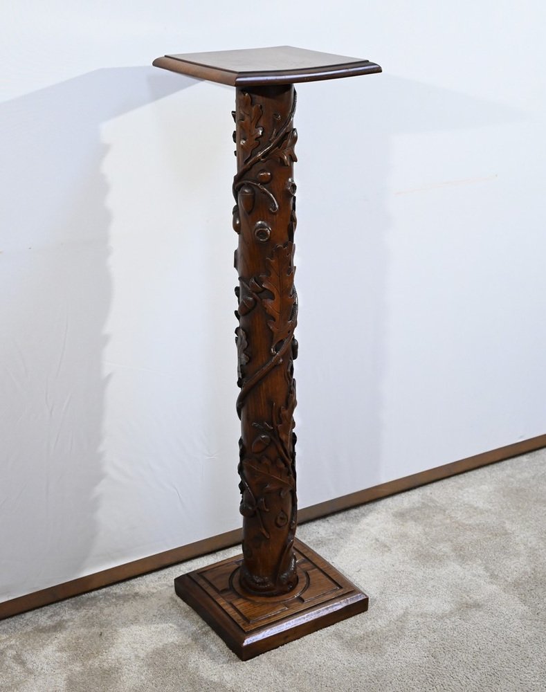 Art Nouveau Oak and Walnut Column, 1900s for sale at Pamono